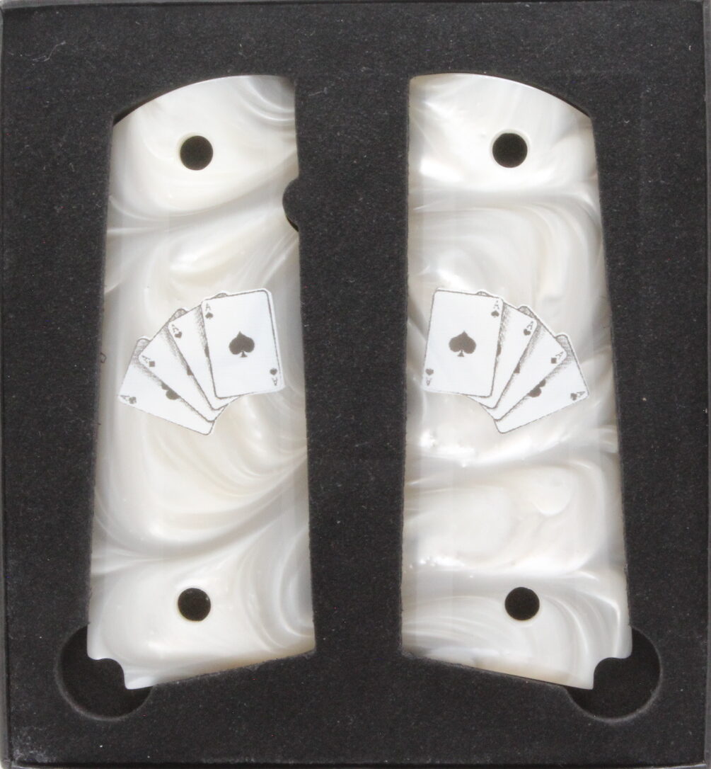 "Dead Mans Hand" Pearl w/ Aces and 8's -1911 Full Size Grips